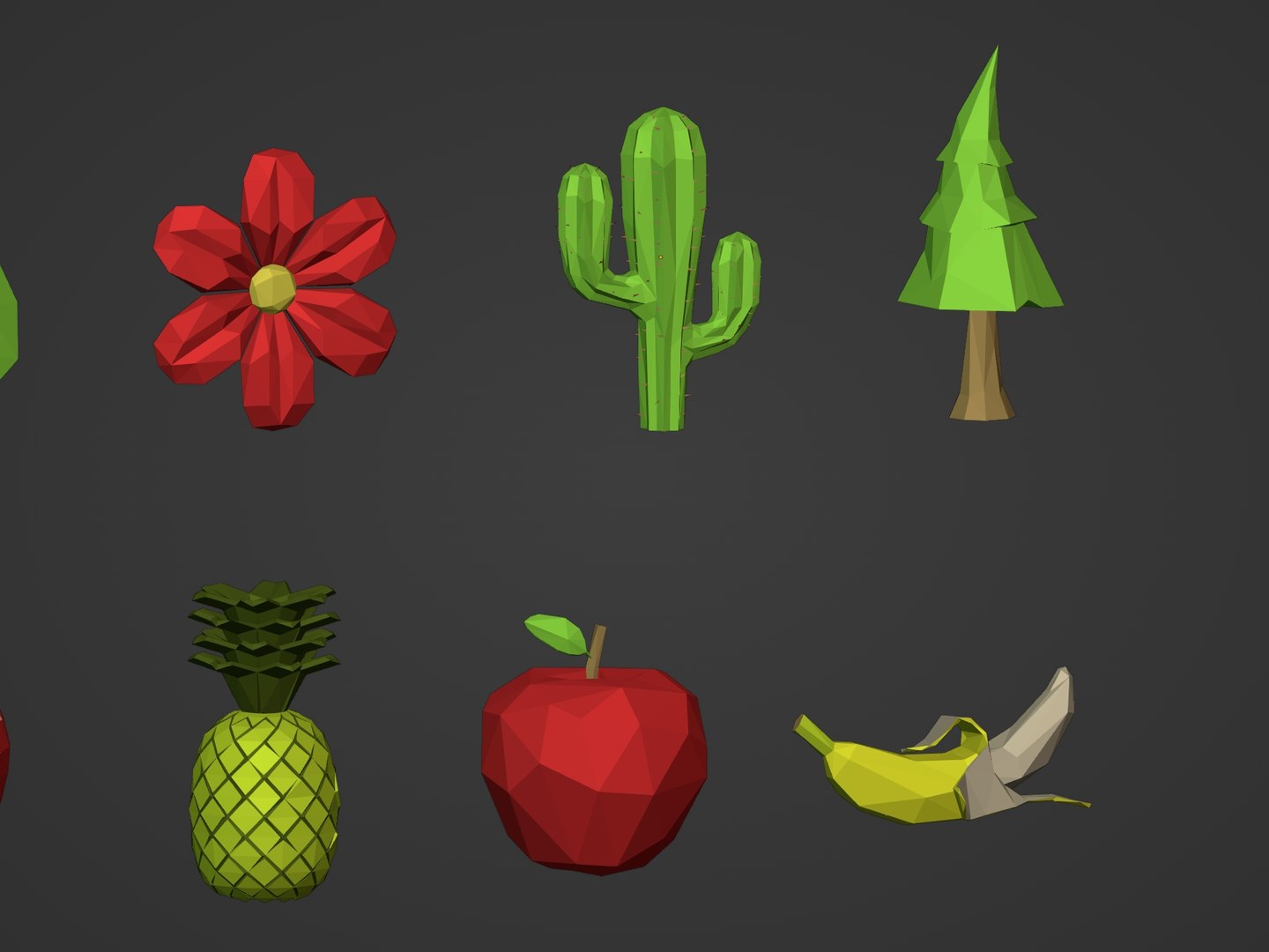 3D Low Poly Cartoon Icons Pack Model - TurboSquid 2009544