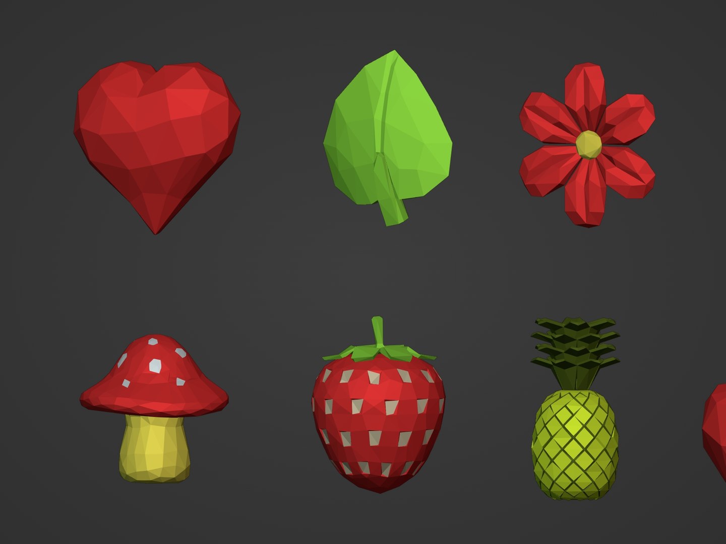 3D Low Poly Cartoon Icons Pack Model - TurboSquid 2009544