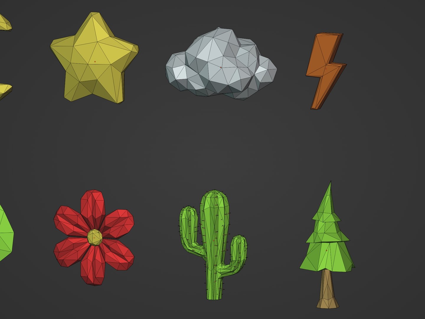 3D Low Poly Cartoon Icons Pack Model - TurboSquid 2009544