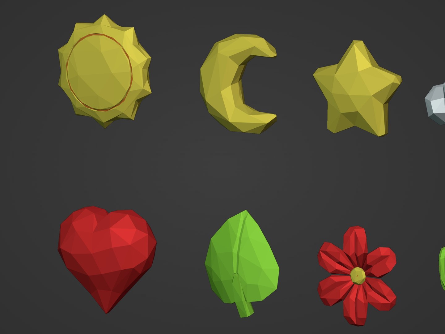 3D Low Poly Cartoon Icons Pack Model - TurboSquid 2009544