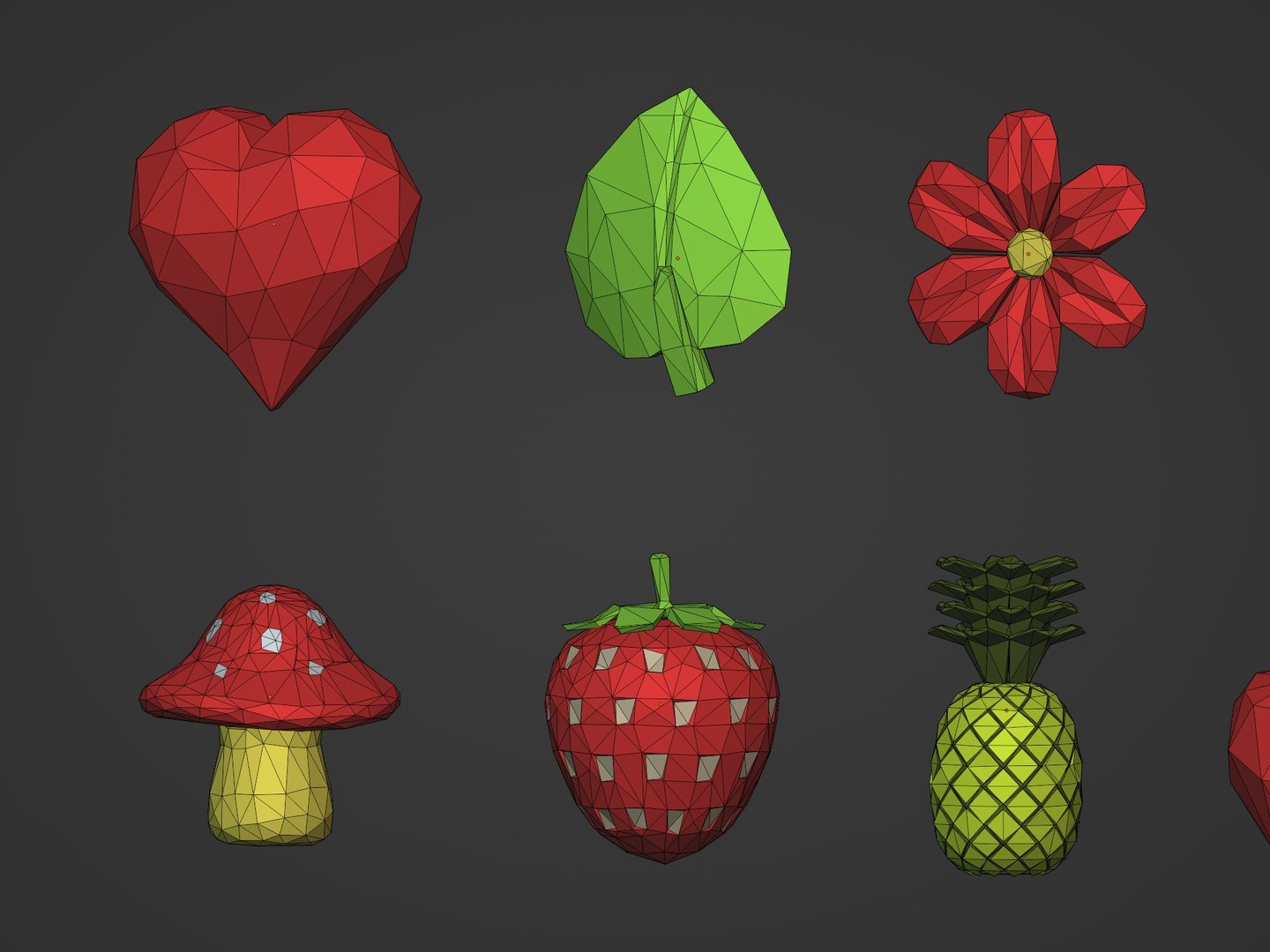 3D Low Poly Cartoon Icons Pack Model - TurboSquid 2009544