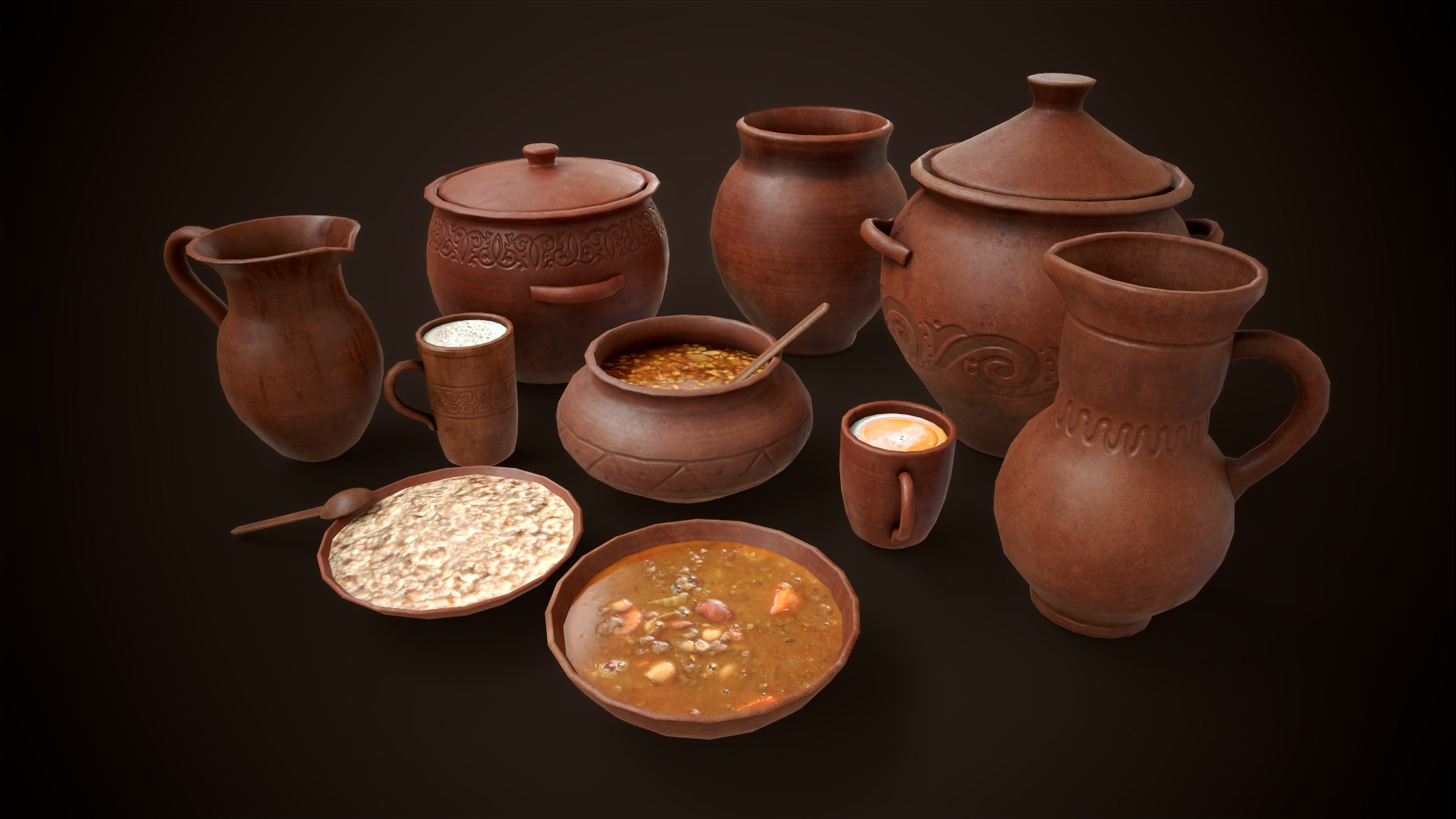 Medieval Clay Tableware Pack 3D Model - TurboSquid 2048465