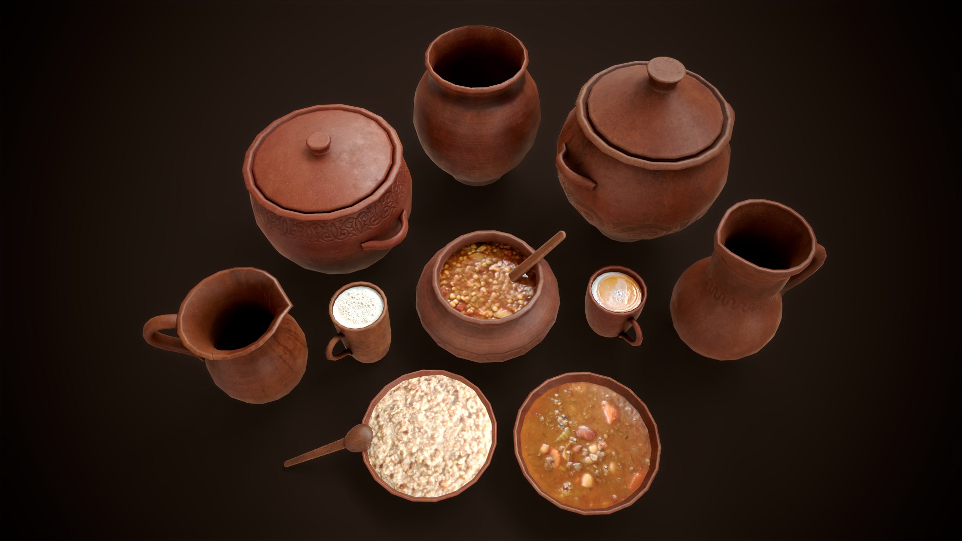 Medieval Clay Tableware Pack 3D Model - TurboSquid 2048465