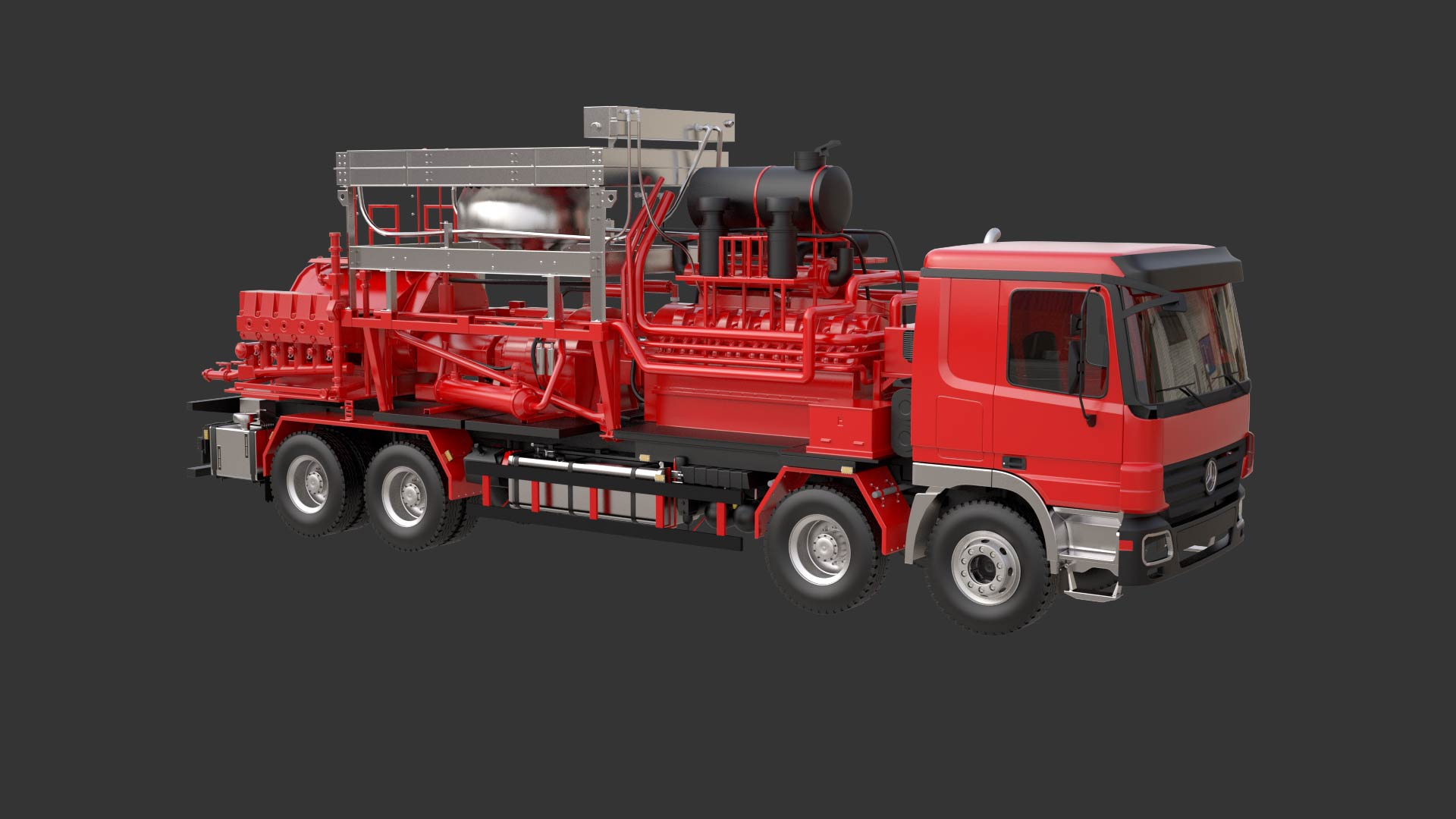 Mercedes Benz Oilfield Heavy-duty Fracturing Truck 3D Model ...