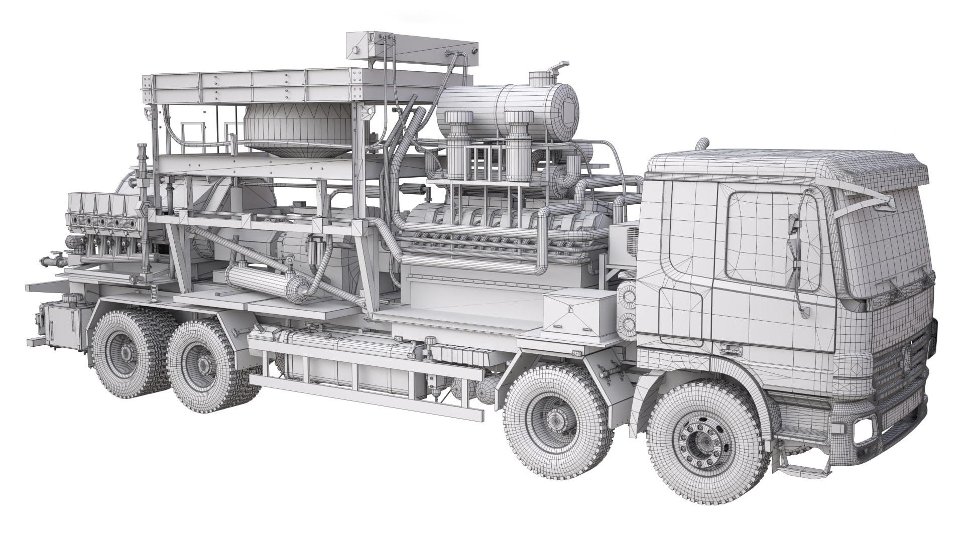Mercedes Benz Oilfield Heavy-duty Fracturing Truck 3D Model ...