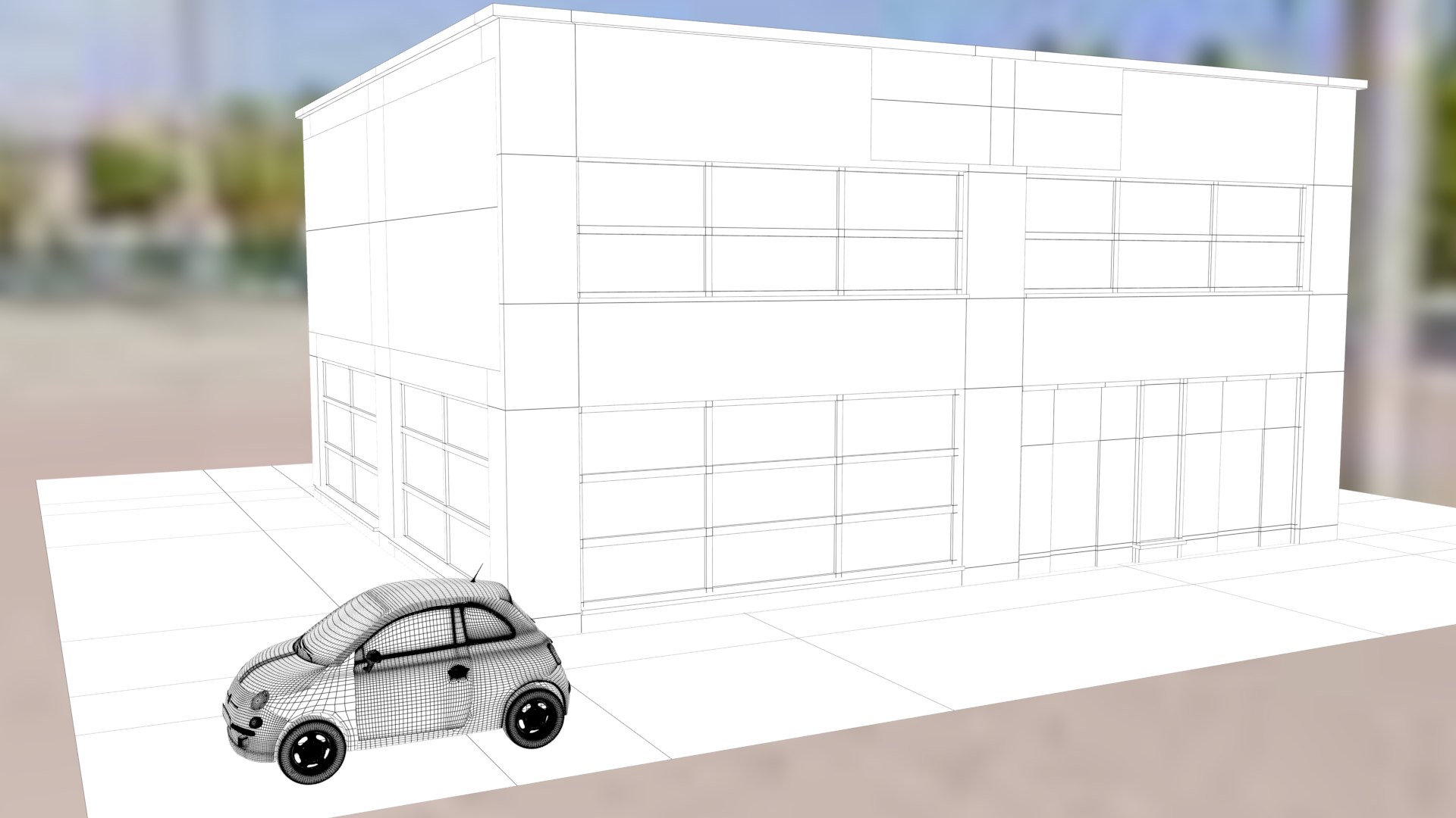 Fiat 500 Car Rental Building 3D - TurboSquid 1888918
