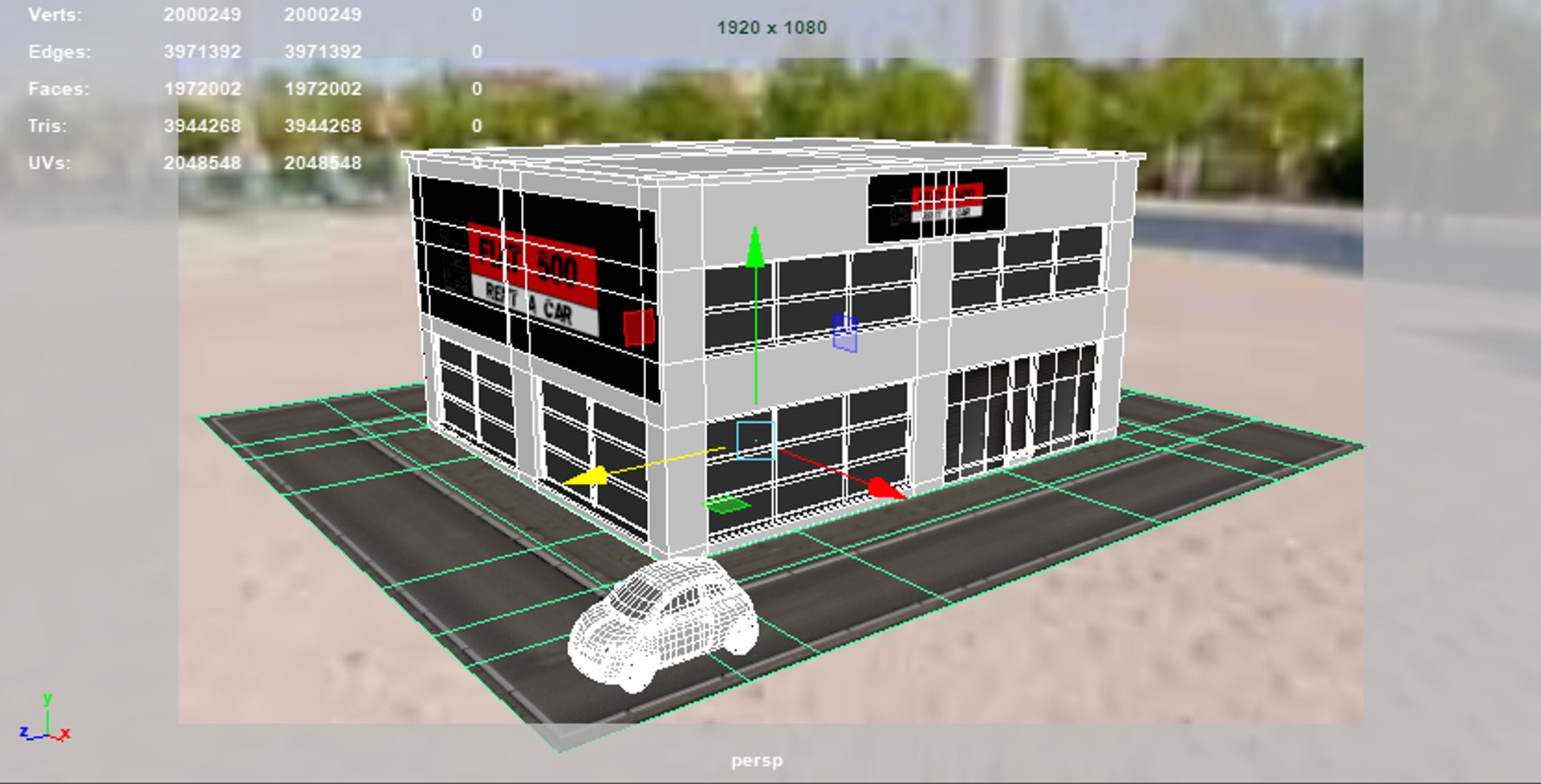Fiat 500 Car Rental Building 3D - TurboSquid 1888918