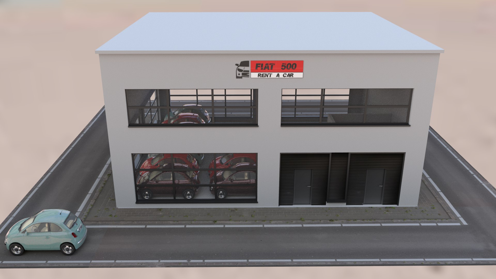 Fiat 500 Car Rental Building 3D - TurboSquid 1888918