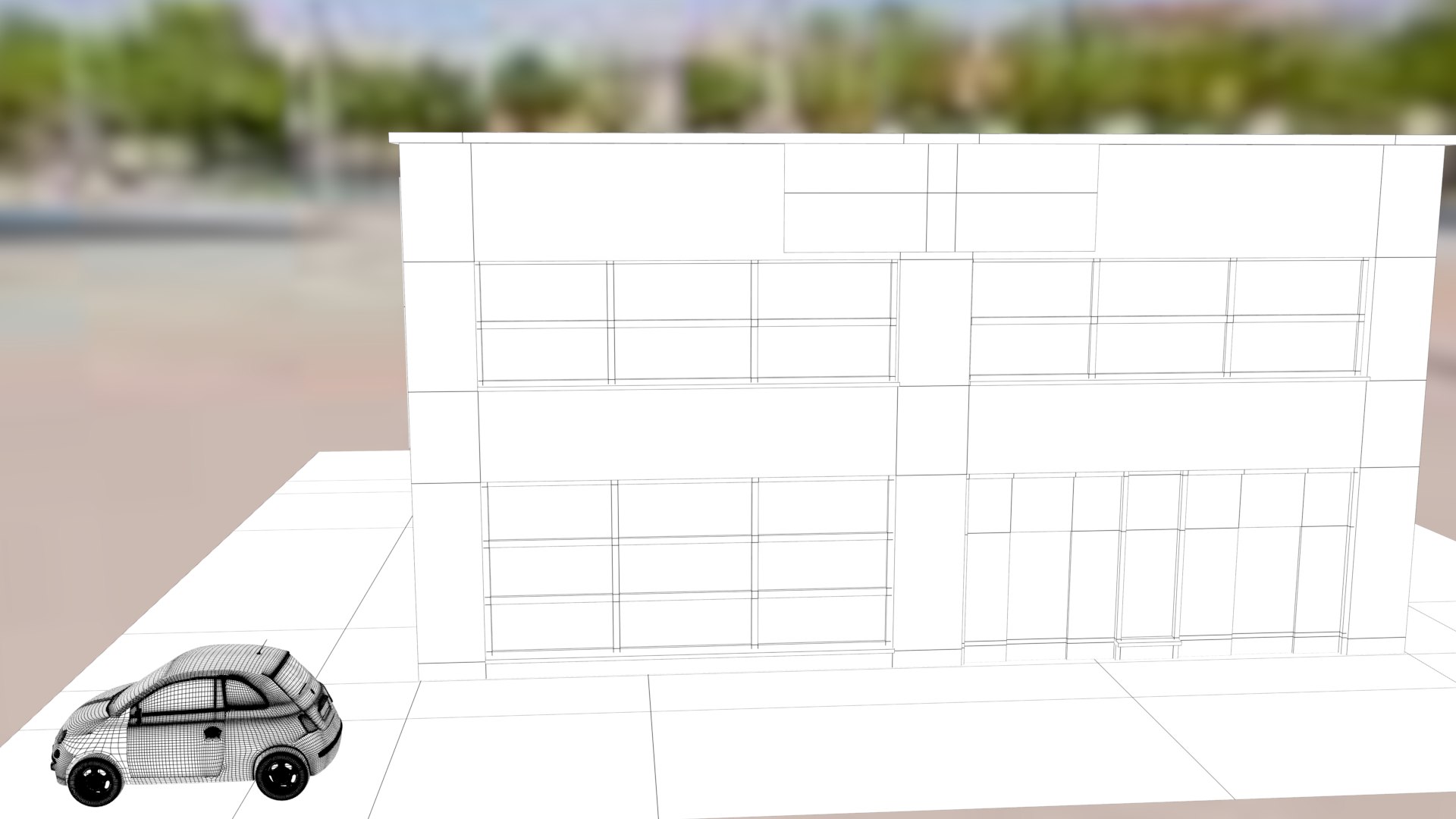 Fiat 500 Car Rental Building 3D - TurboSquid 1888918