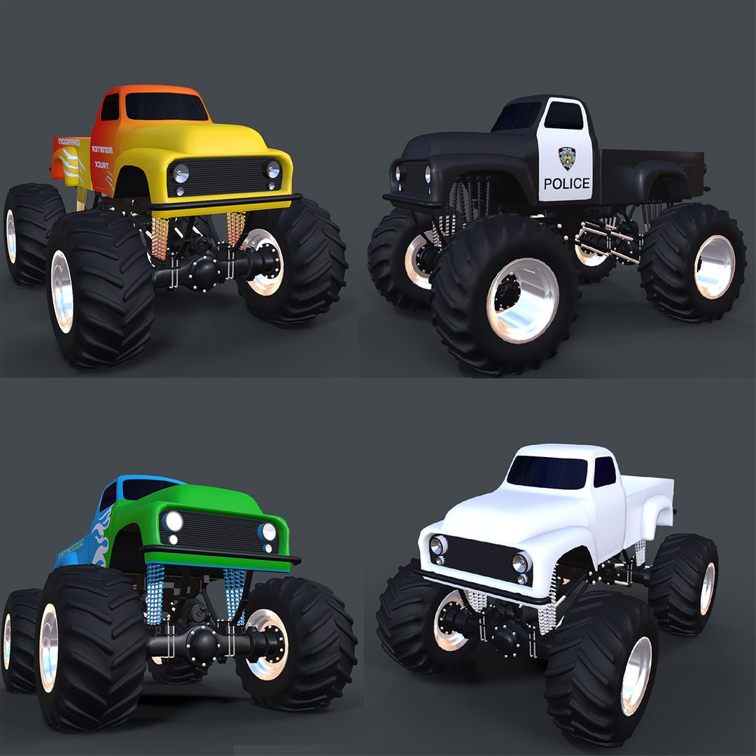 3D Detailed Monster Truck - 3 3D - TurboSquid 1933545
