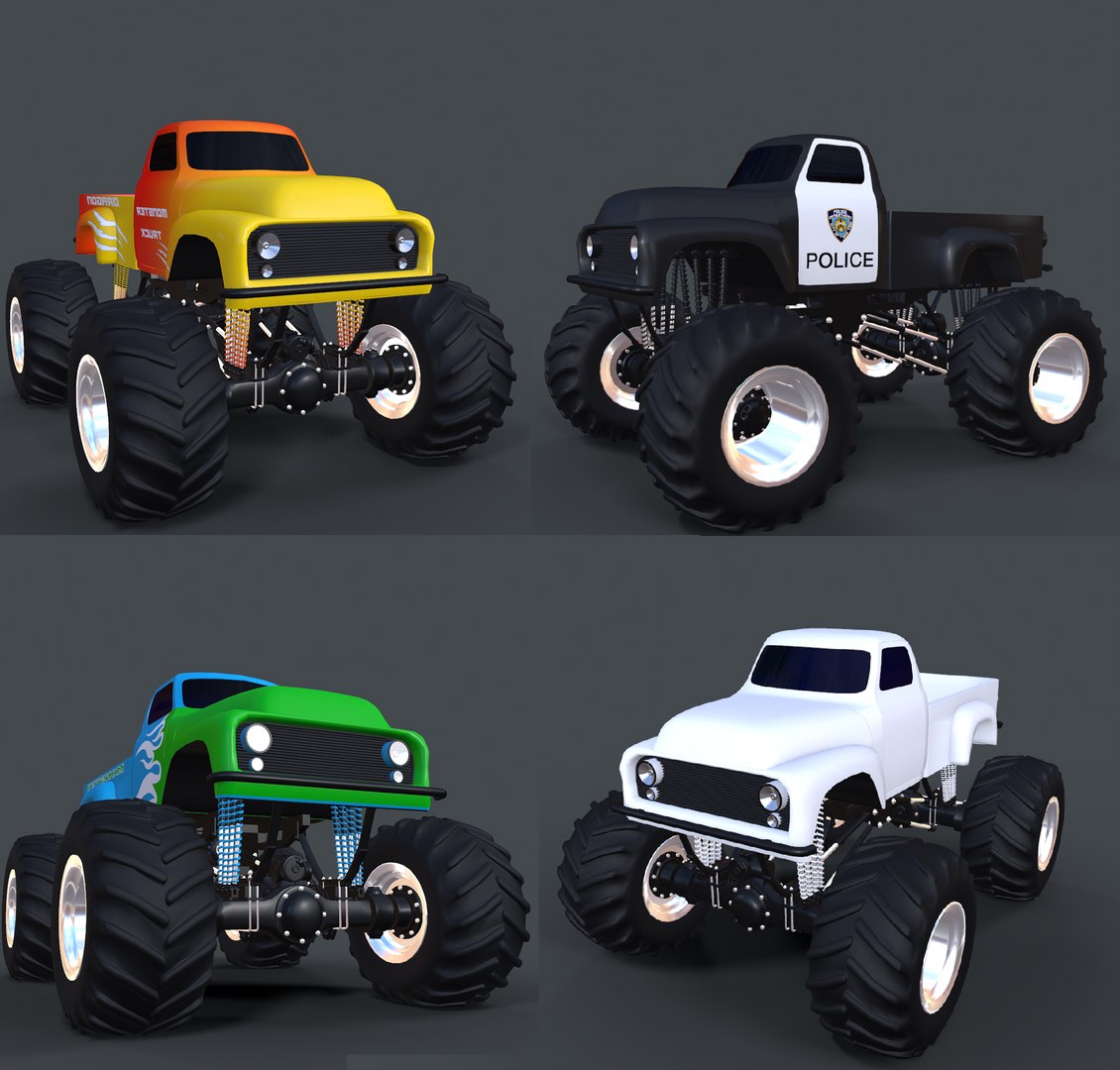 3D Detailed Monster Truck - 3 3D - TurboSquid 1933545