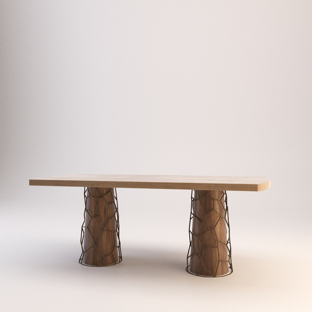 3d Highpoly Table Mesh Brass Model
