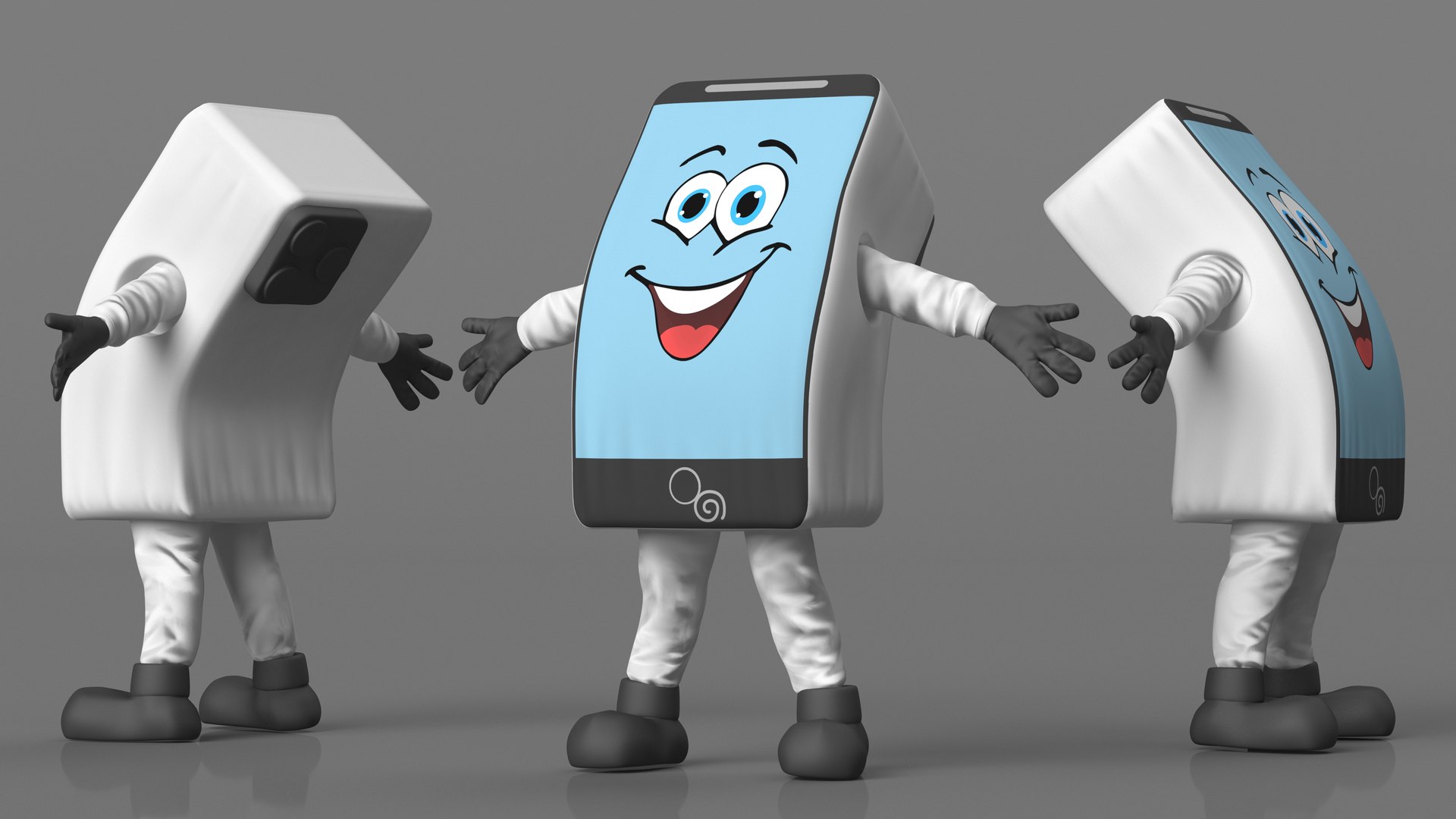 White IPhone Mascot Happy Pose 3D Model - TurboSquid 2073276