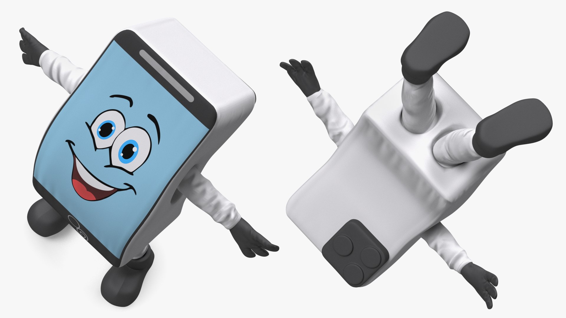 White IPhone Mascot Happy Pose 3D Model - TurboSquid 2073276