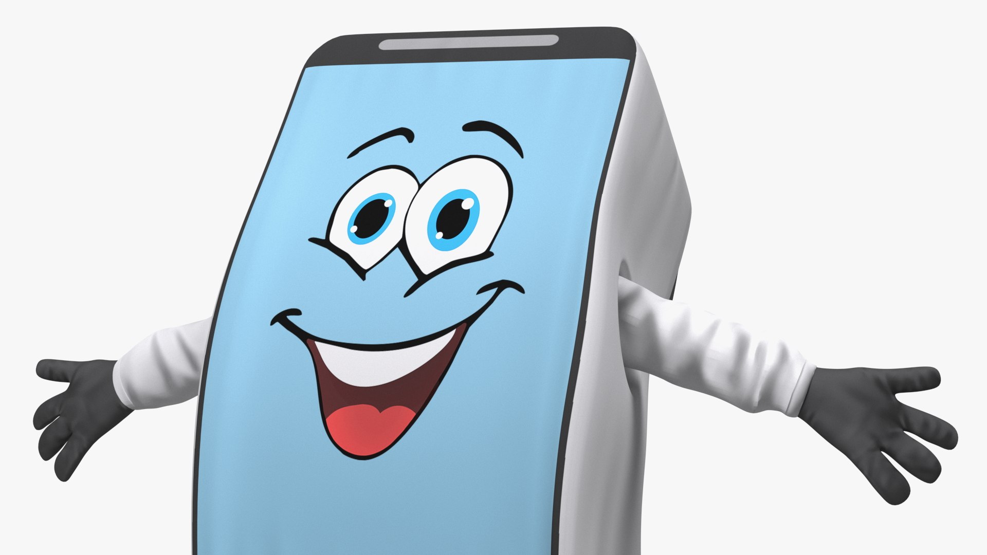 White IPhone Mascot Happy Pose 3D Model - TurboSquid 2073276