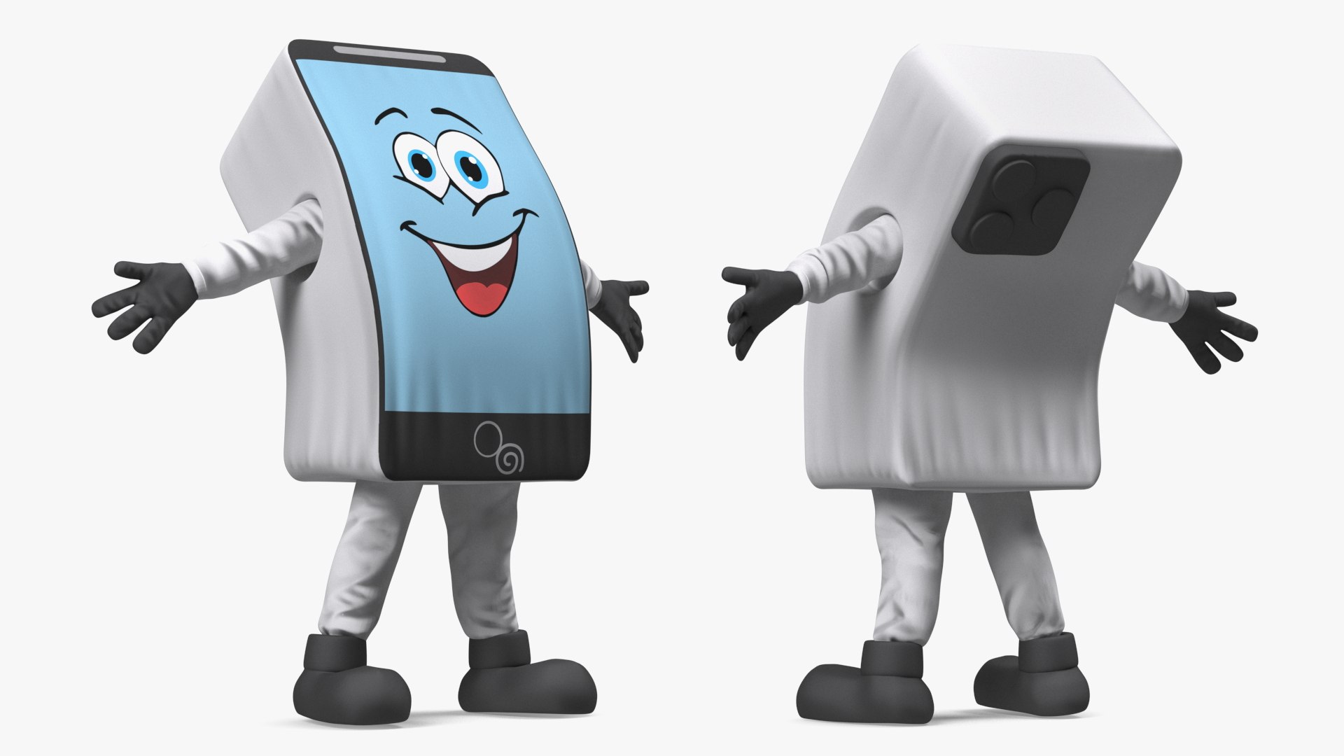 White IPhone Mascot Happy Pose 3D Model - TurboSquid 2073276