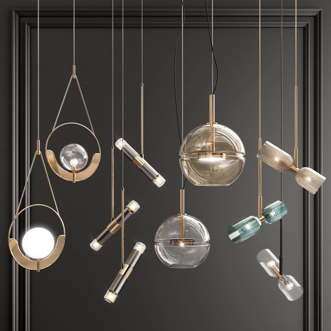 3D model Modern glass metal small chandelier model - TurboSquid 2057484
