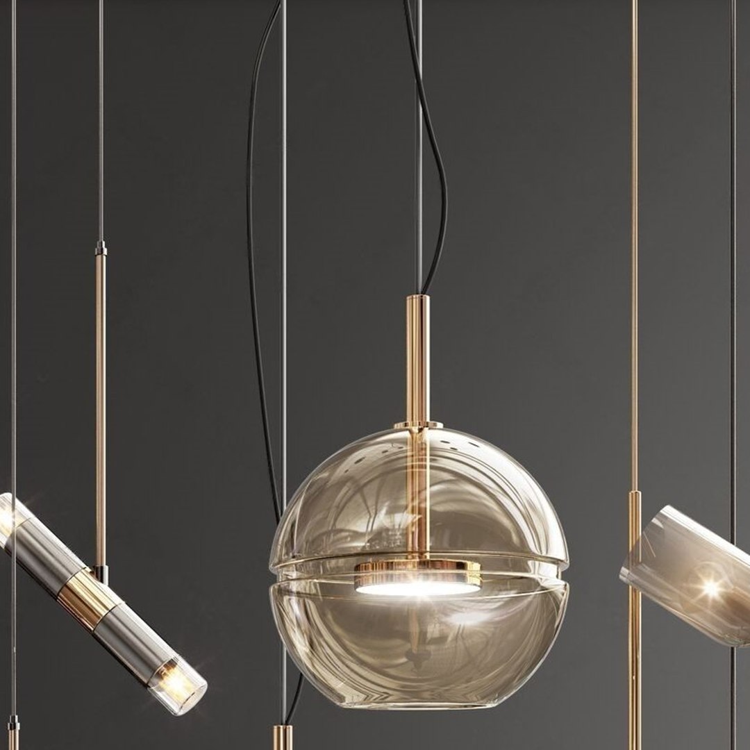 3D model Modern glass metal small chandelier model - TurboSquid 2057484