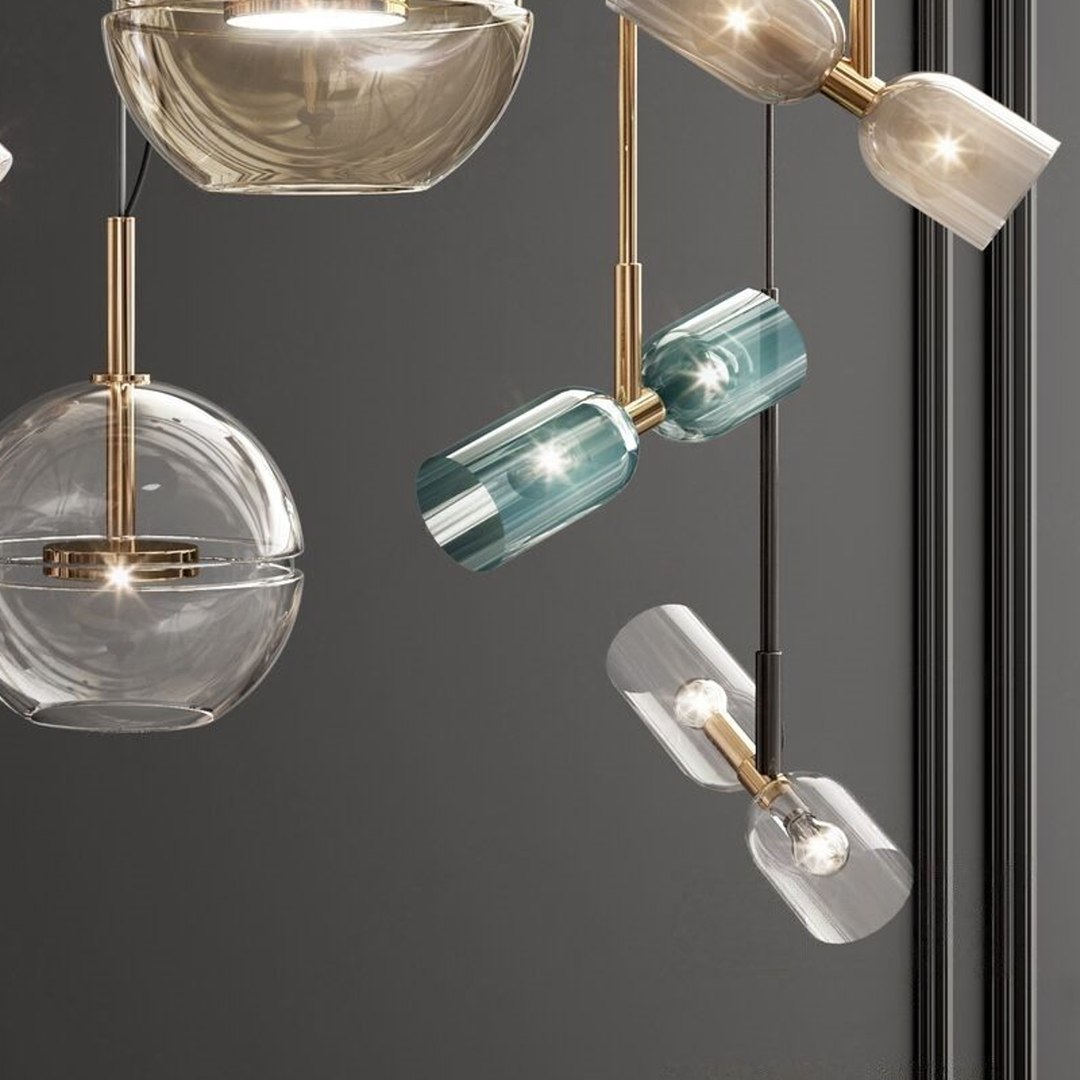 3D model Modern glass metal small chandelier model - TurboSquid 2057484