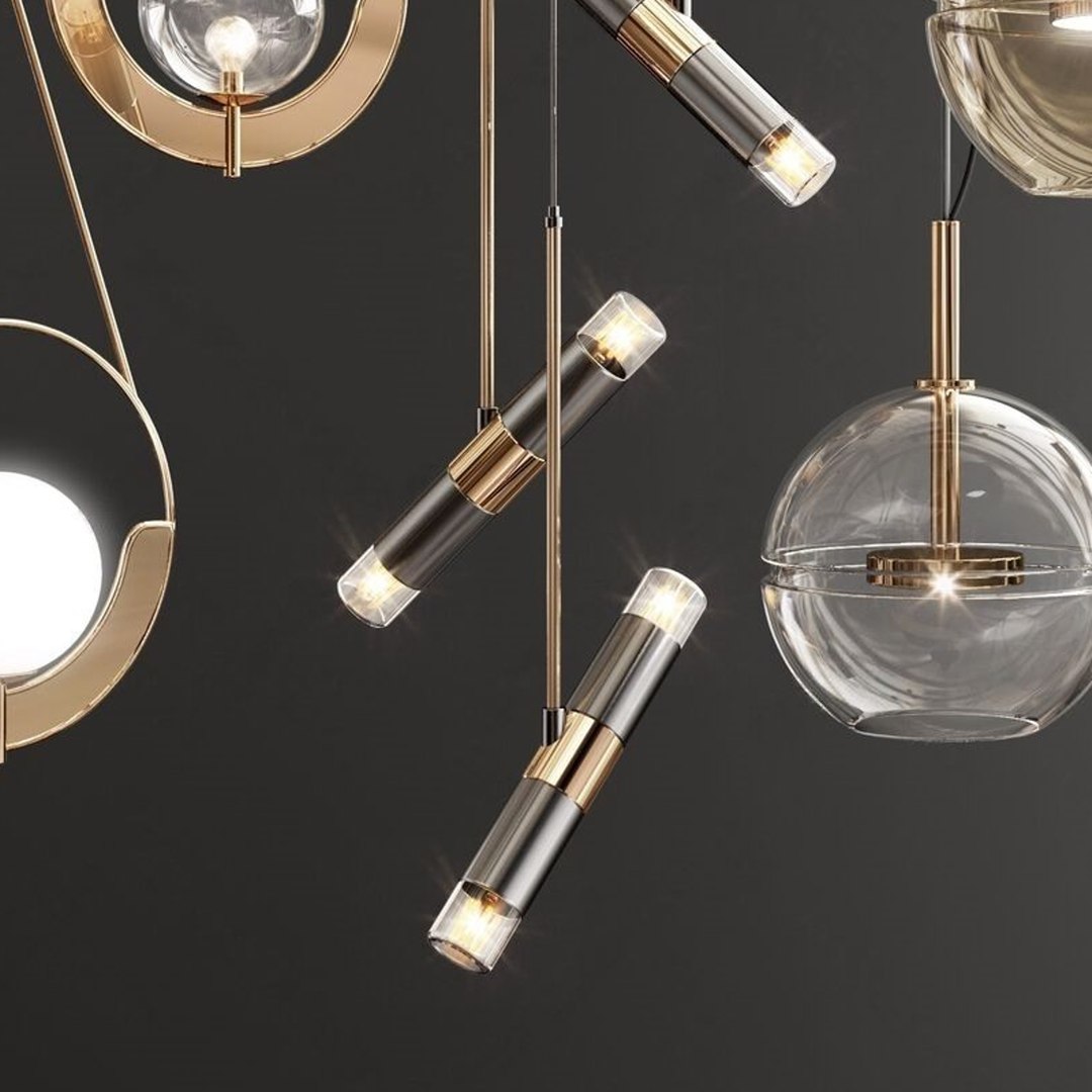 3D model Modern glass metal small chandelier model - TurboSquid 2057484