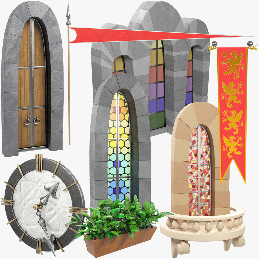 3D stylized medieval building parts model - TurboSquid 1686623