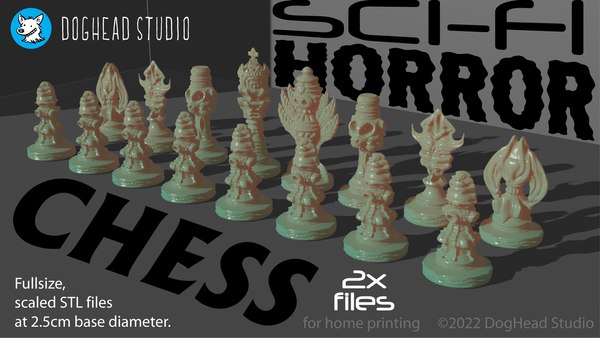 Sci-Fi Horror Chess Set for 3d Printing Modelo 3D - TurboSquid 1955291