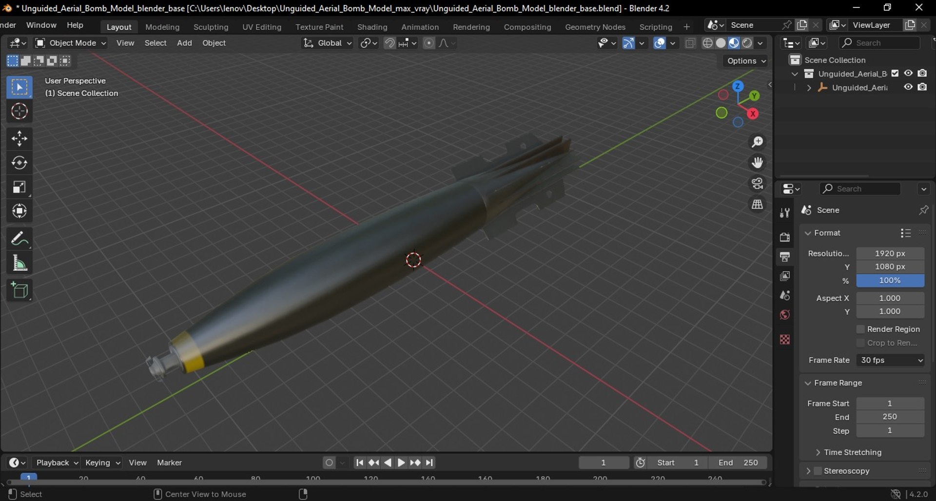 Unguided Aerial Bomb Model 3D Model - TurboSquid 2382547