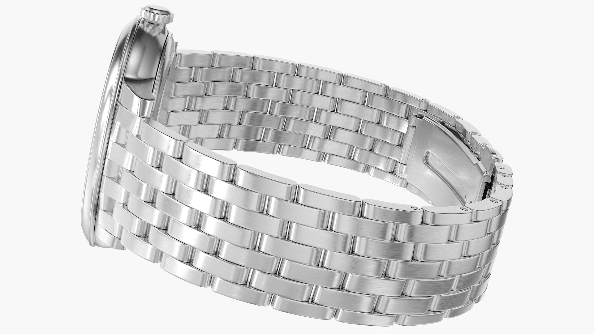 3D Classic Watch Steel Bracelet Black Dial Model - TurboSquid 2264945