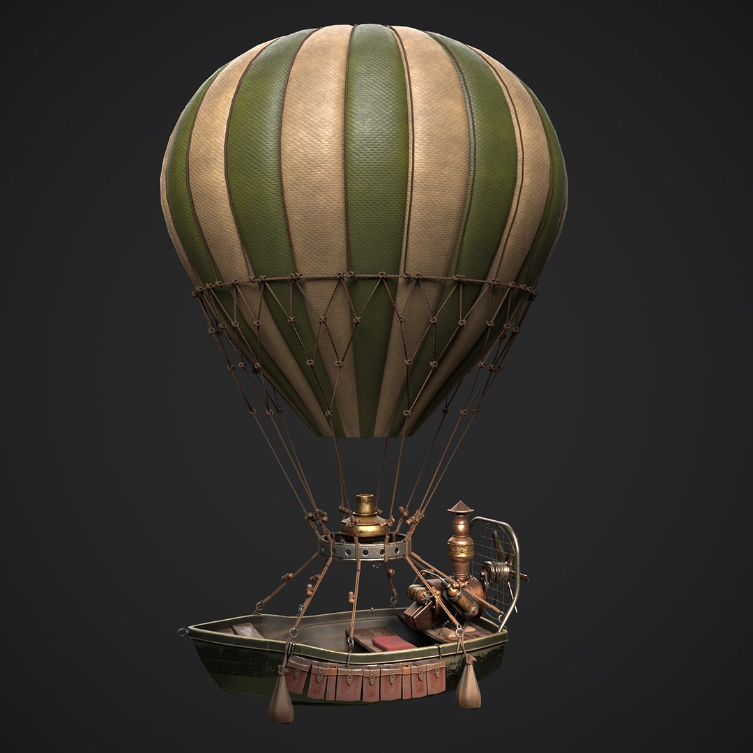 3D Steampunk Air Balloon Model Game Ready Kitbash Textured Model ...