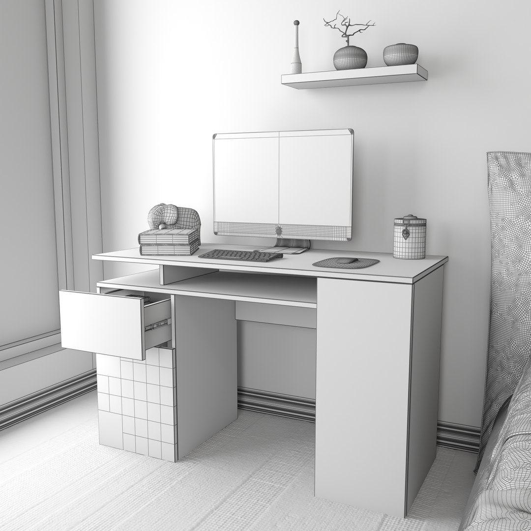 3D Computer Table With Accesories - TurboSquid 1834178