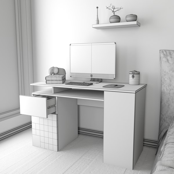 3D Computer table with accesories - TurboSquid 1834178