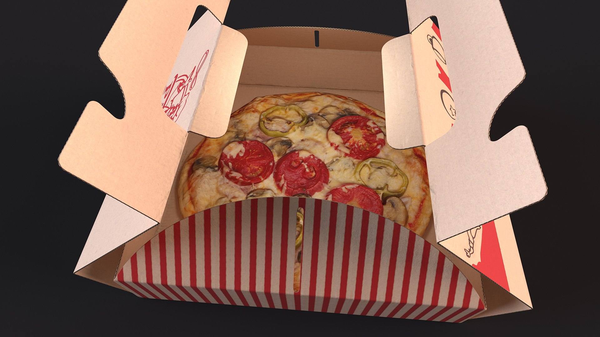 3D Open Box With Pizza - TurboSquid 2080404