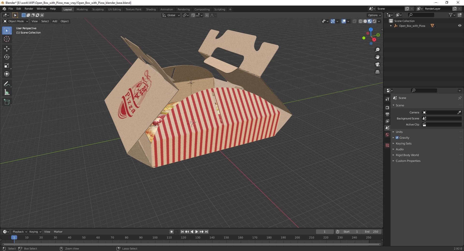 3D Open Box with Pizza - TurboSquid 2080404