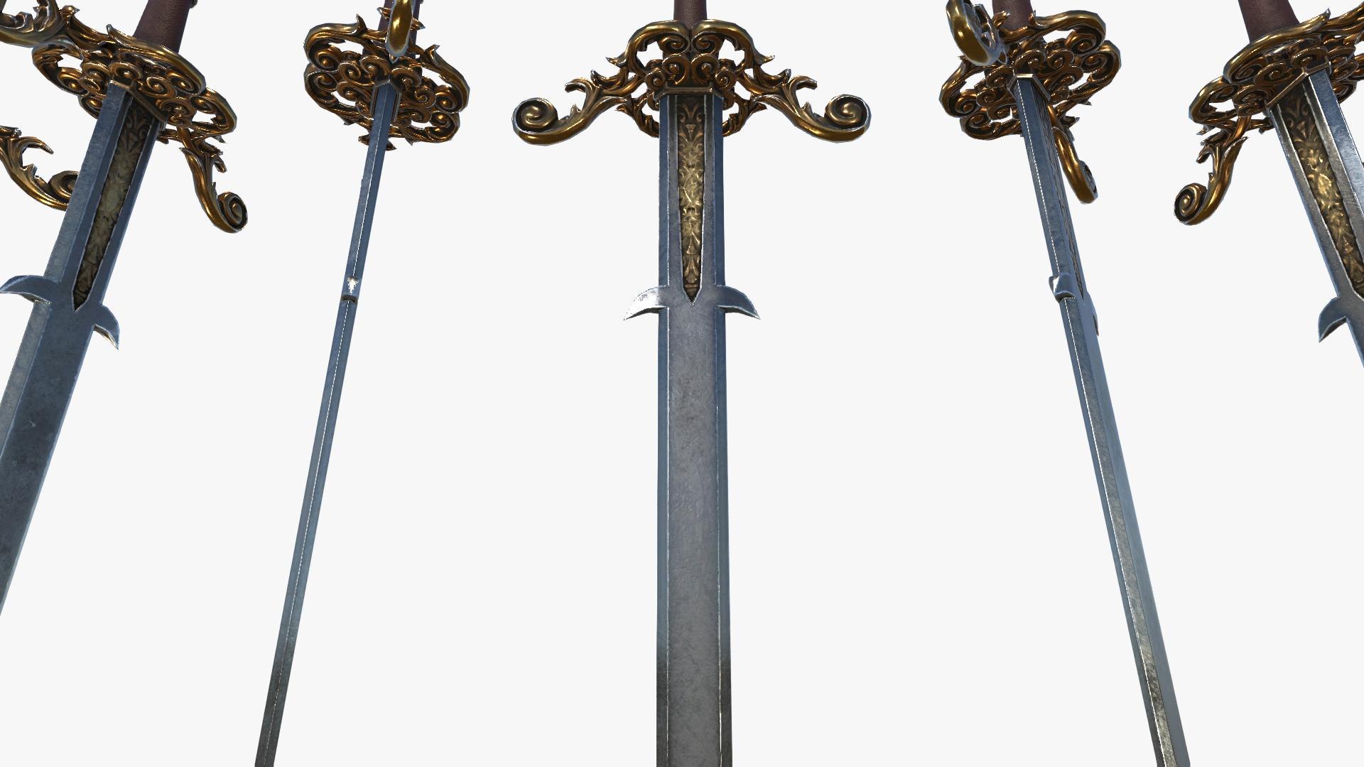 3D Model Fantasy Sword RPG Zweihander Montante Mandoble Espadon Bastard ...