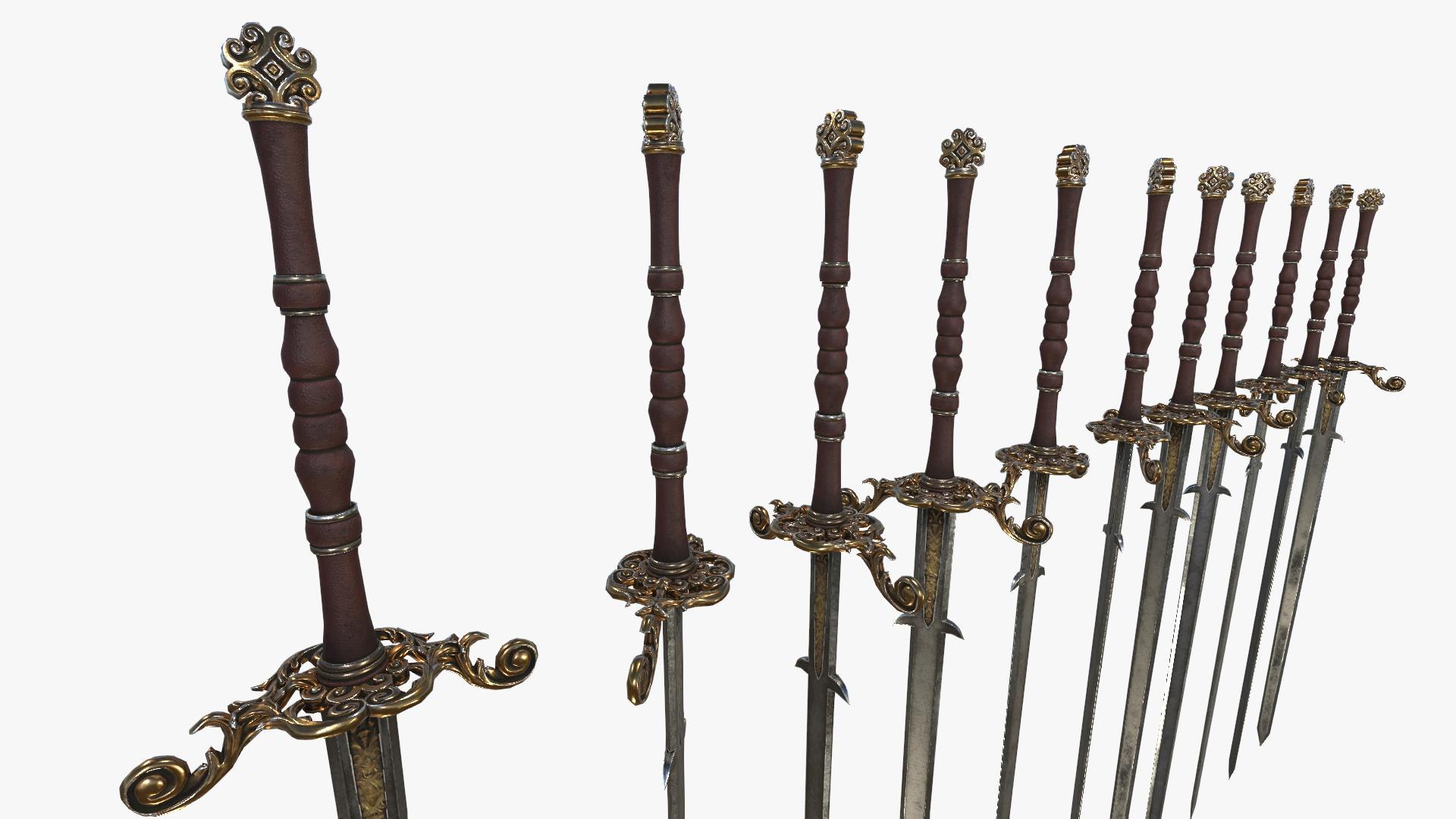 3D Model Fantasy Sword RPG Zweihander Montante Mandoble Espadon Bastard ...