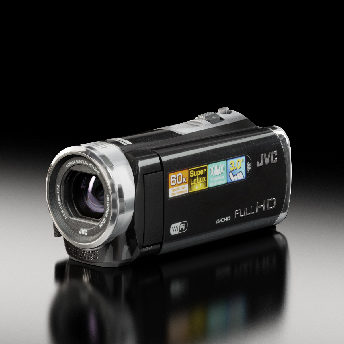 3d low-poly jvc ex310 black