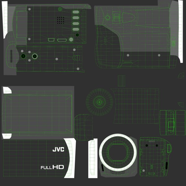 3d low-poly jvc ex310 black