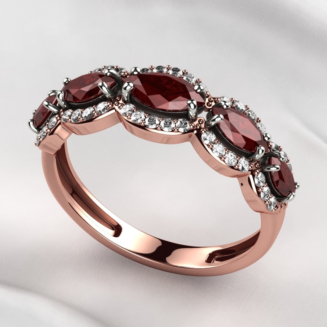 3D Three Size Marquises Beautiful Gold Ring model - TurboSquid 1885805