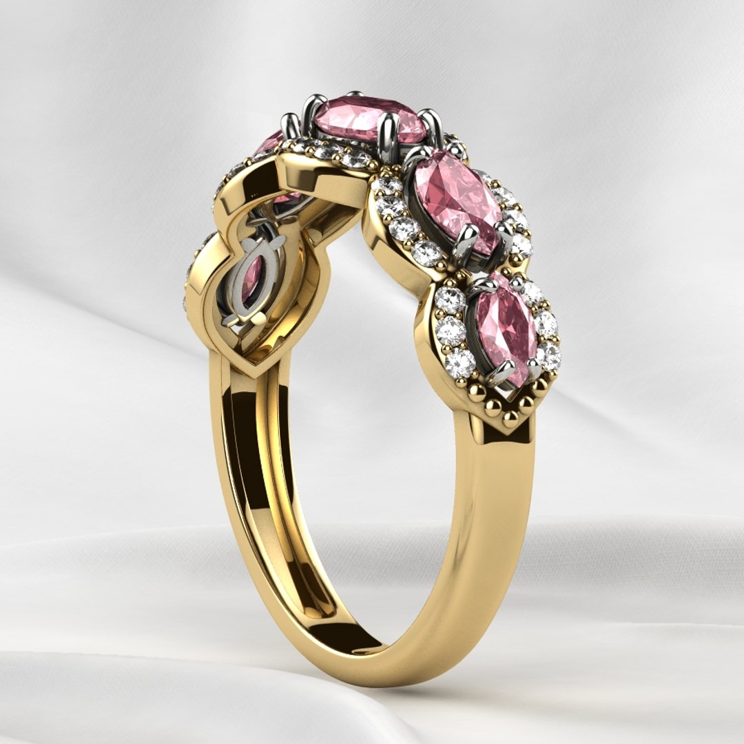 3D Three Size Marquises Beautiful Gold Ring model - TurboSquid 1885805
