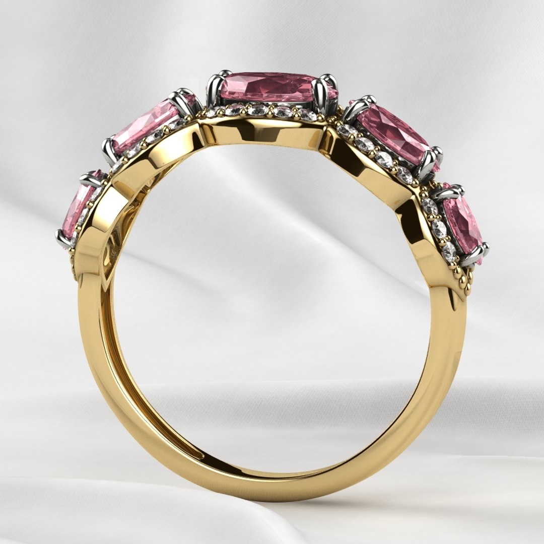 3D Three Size Marquises Beautiful Gold Ring model - TurboSquid 1885805