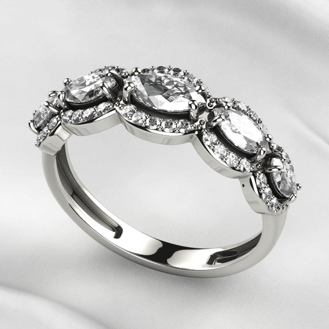 3D Three Size Marquises Beautiful Gold Ring model - TurboSquid 1885805