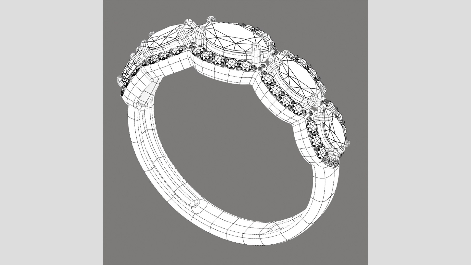 3D Three Size Marquises Beautiful Gold Ring model - TurboSquid 1885805