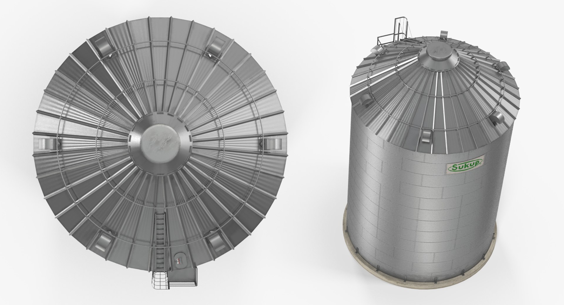 Farm Grain Storage Bin 3d Model