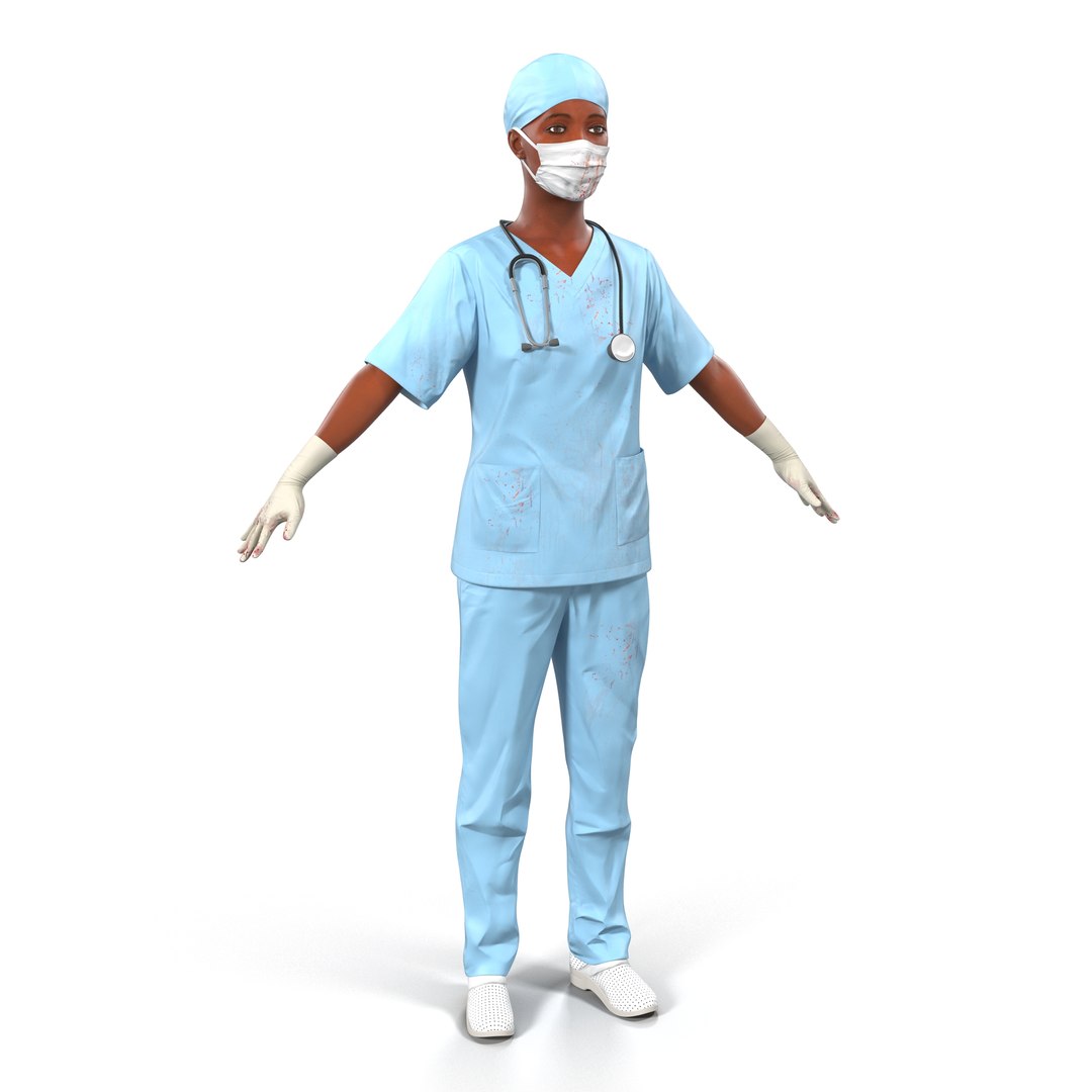 female surgeon african american 3d model