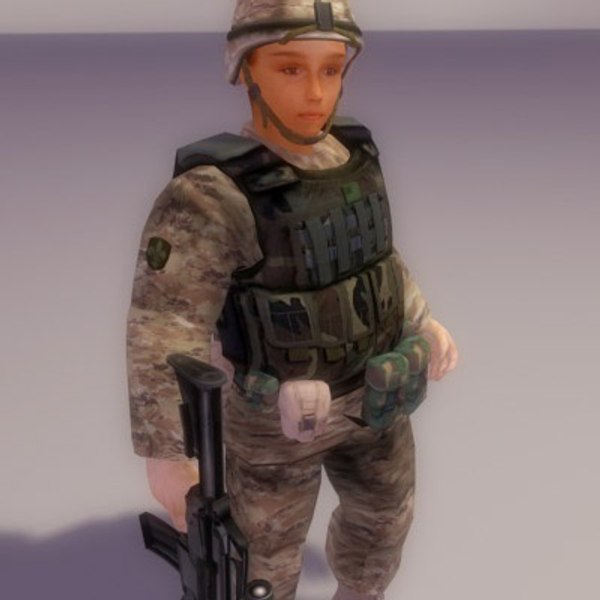 usmc female marine 3d model