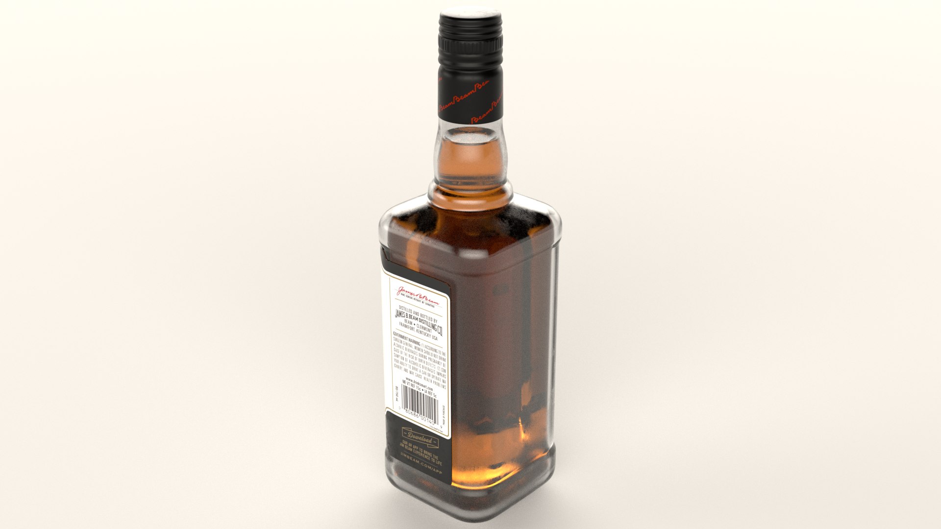 3D Jim Beam Bourbon Whiskey Alcohol Bottle Model - TurboSquid 2413654