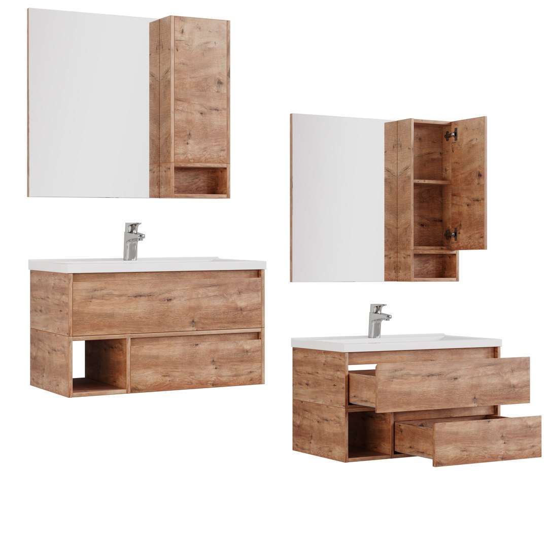 Stworki Karlstad 90 And Pencil Case Rustic Oak Ochelle 3D - TurboSquid 2187527