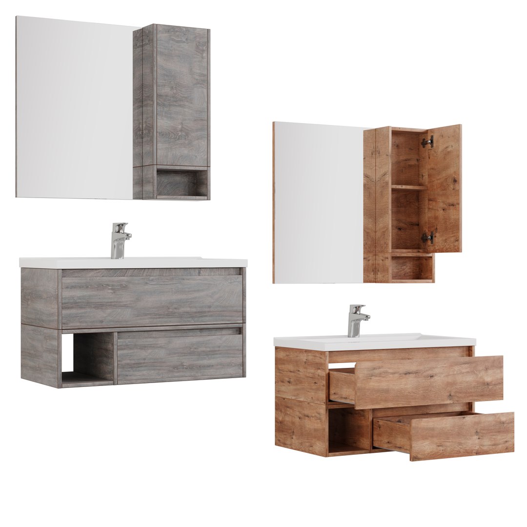 Stworki Karlstad 90 And Pencil Case Rustic Oak Ochelle 3D - TurboSquid 2187527