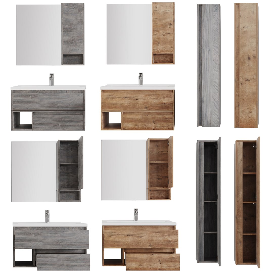 Stworki Karlstad 90 And Pencil Case Rustic Oak Ochelle 3D - TurboSquid 2187527