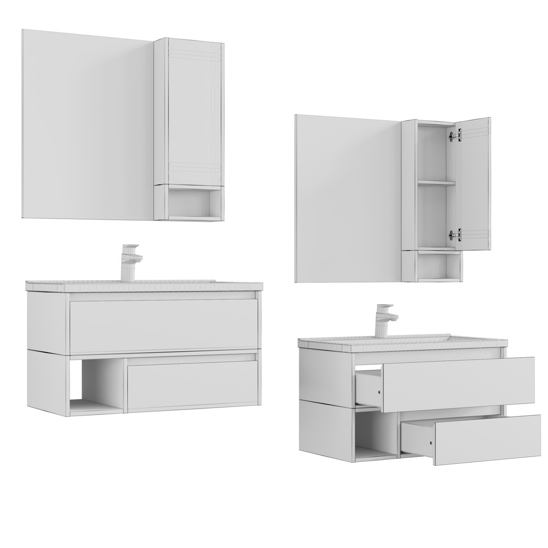 Stworki Karlstad 90 And Pencil Case Rustic Oak Ochelle 3D - TurboSquid 2187527